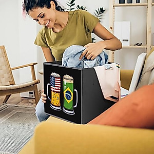 Brazilian Beer USA Brazilian Flag Foldable Storage Bins with Handles Storage Cubes Closet Organizer for Living Room Bedroom 2PCS