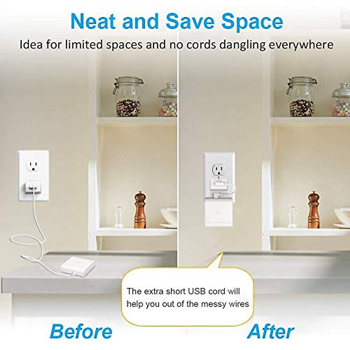 Outlet Mount for Ring Bridge, No Drilling and Speace Saving Wall Mount Holder with Short Cable for Ring Smart Lighting Bridge (1 Pack)