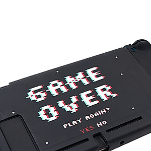 BelugaDesign Game Over Switch Case | Squid Dockable Retro Arcade Cool Cover Shell | Compatible with Nintendo Switch (Switch Standard, Black White)