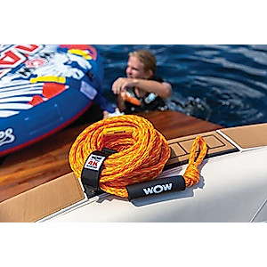 WOW Sports World of Watersports 4k 60 ft. Tow Rope with Floating Foam Buoy 1 2 3 or 4 Person Tow Rope for Boating, 11-3010