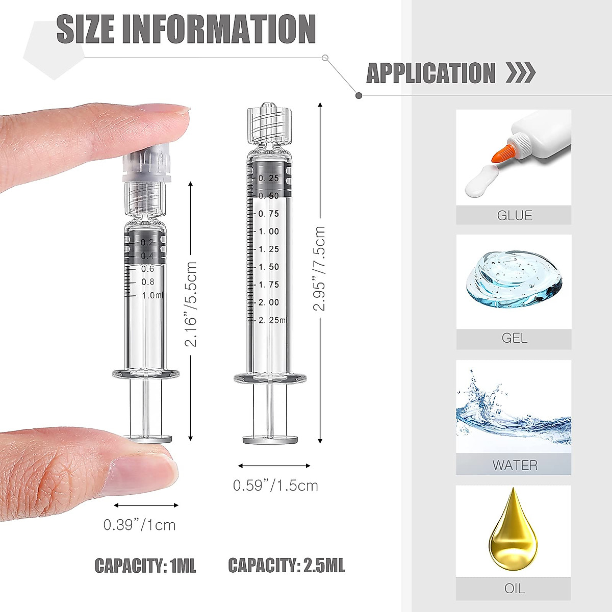 1 ml 2.25 ml Borosilicate Glass Syringe Anti Leak Heat Resistant Accurate Measuring Syringe for Oils Feeding Glue