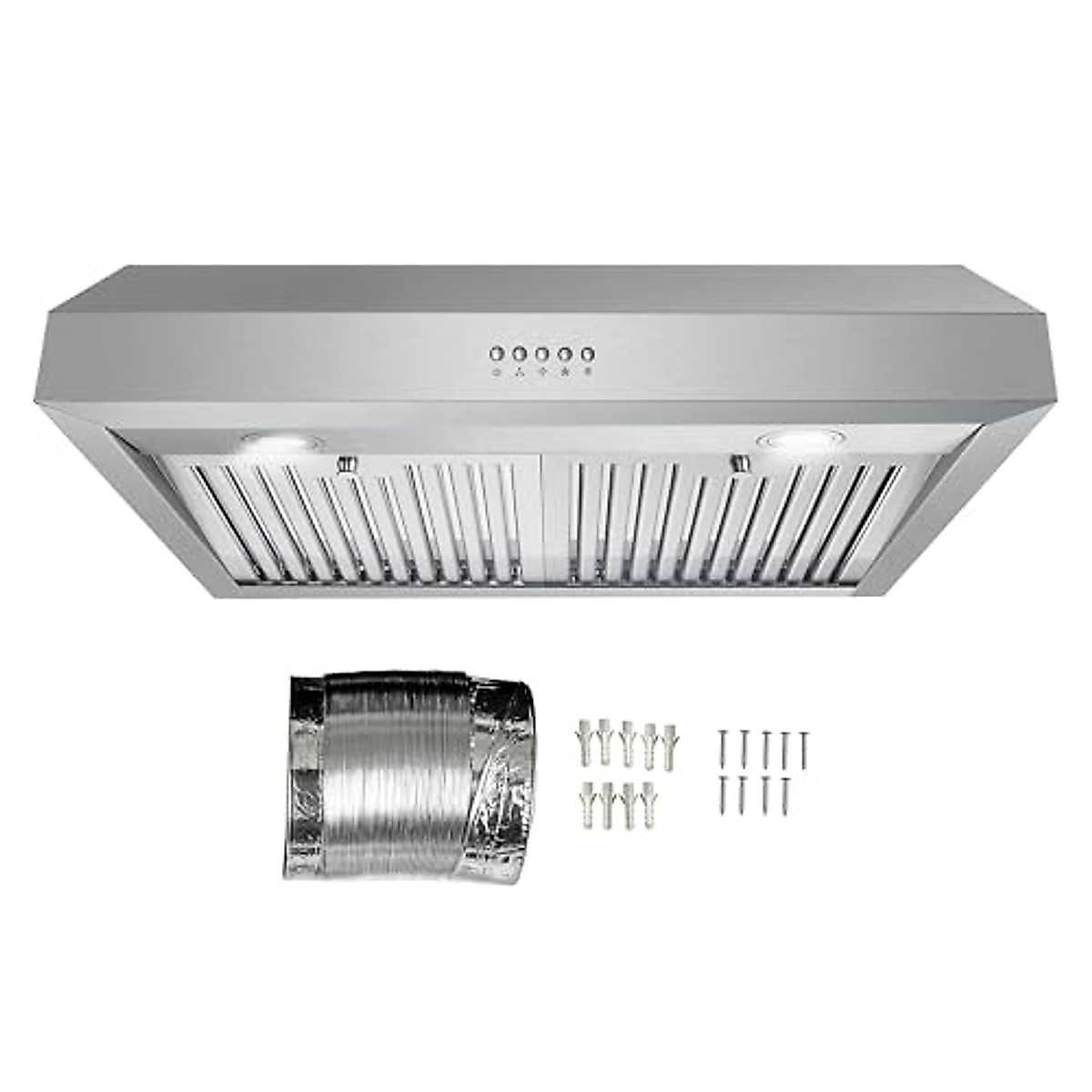 COSMO UC30 29.5 in. Ducted Under Cabinet Range Hood, Kitchen Over Stove Vent, 3-Speed Fan, Permanent Filters, LED Lights in Stainless Steel, 30 inch