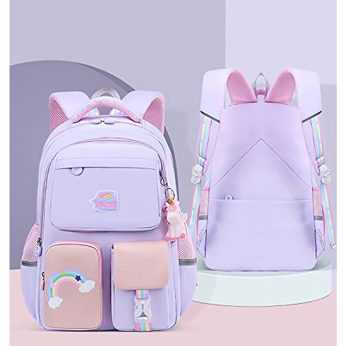 Hcveucn Unicorn Backpack Girls School Bag Multifunction Bookbag Large Capacity Daypack Waterproof Laptop Backpacks