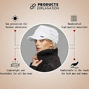 Ruphedy Newsboy Cap for Women Summer Chemo Headwear Hair Loss Cancer Hat with Brim (White)