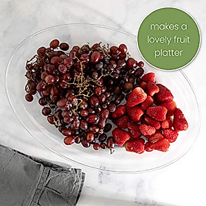 PLASTICPRO Plastic Oval Serving Trays - Serving Platters Oval 11 X 16 Disposable Party Dish Crystal Clear Pack of 4