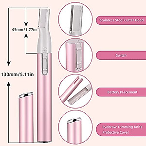 2 Pieces Electric Eyebrow Trimmer Women Precision Face Razors Mini Shaver Battery Operated Small Facial Hair Remover with Comb Personal Epilator for Face Neck Fuzz Lips Body Arms Leg (Pink, Black)