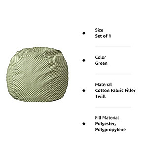Flash Furniture Dillon Small Green Dot Bean Bag Chair for Kids and Teens