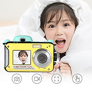 TOUMENY Waterproof Digital Camera, Full Hd 2.7K 48Mp16X Digital Zoom Video Recorder, Self-Timer Dual Screen