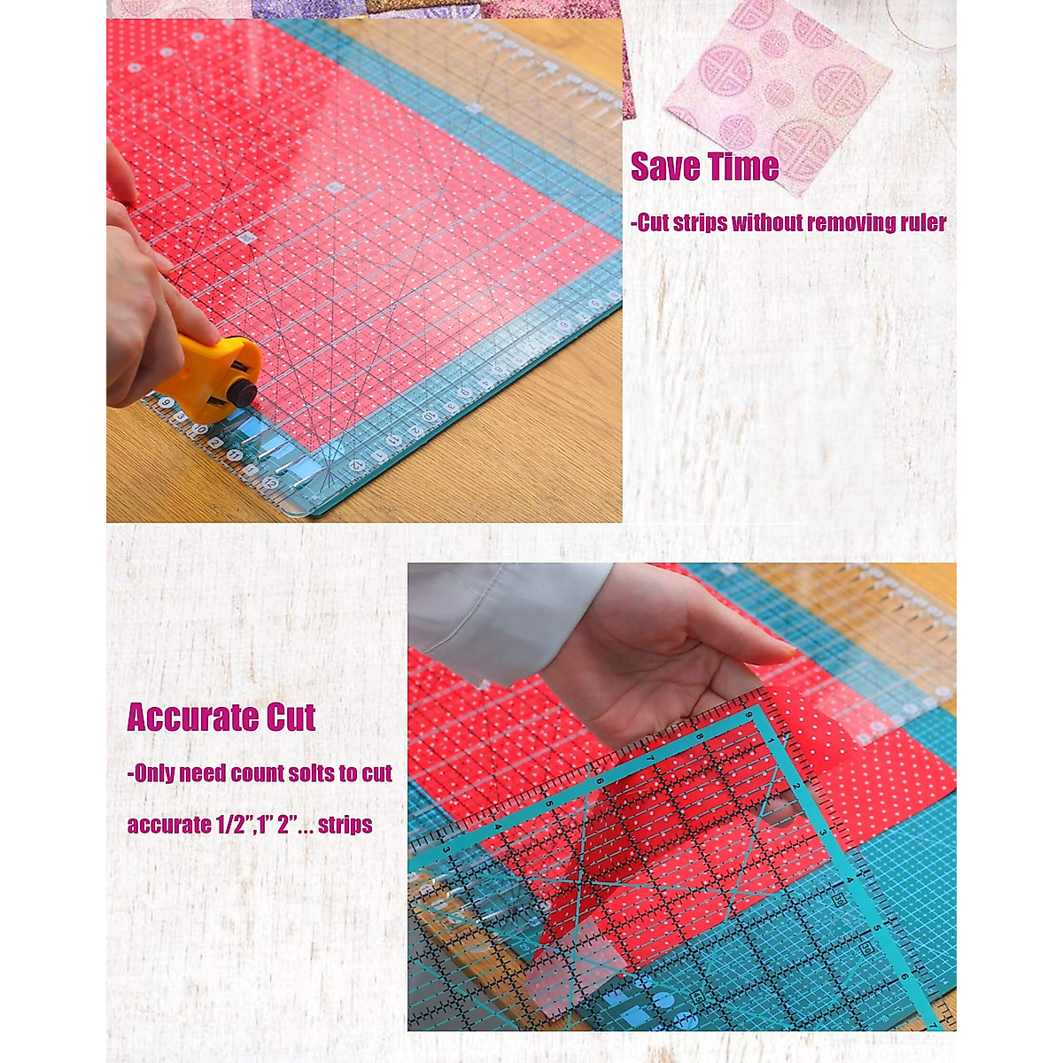 Quilting Ruler- 12.5 * 12.5" Slotted Rulers for Quilting and Sewing Quilt Strip Rulers for Fabric Precise Cutting