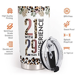 Macorner 50th Birthday Gifts for Women - Stainless Steel Tumbler 20oz - 50 Years Old Birthday Gifts for Women - Gifts for Women Bestie Friends Sister Coworker Mom Wife 21 With 29 Years Experience Gift