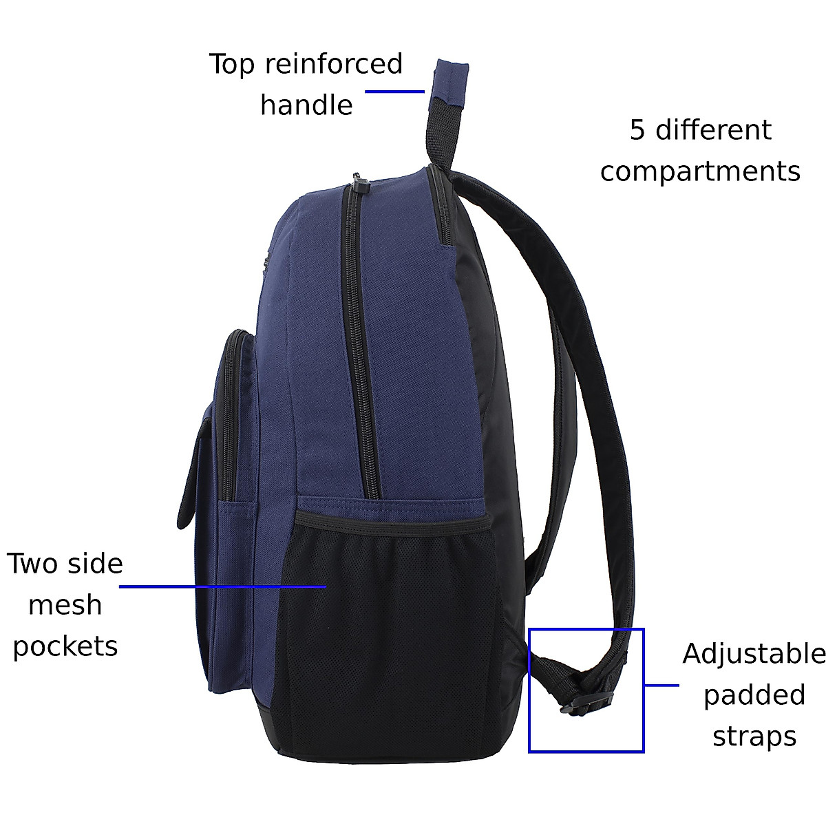 Eastsport Travel Backpack Large Tech Laptop Bag for Work, Gym, Hiking, Deep Cobalt Blue Grey