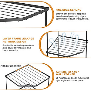 Buzowruil Kitchen Corner Shelf, 3-Tier Pot and Pan Rack, Cookware Pots and Pans Organizer, Kitchen Shelves,Black