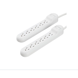 Power Strip 6 Outlet Surge Protector 2-Pack White with Power Cord by Onn