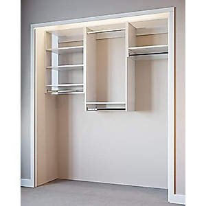 Closet Kit with Hanging Rods - Corner Closet System - Closet Shelves - Closet Organizers and Storage Shelves (White, 72 inches Wide) Closet Shelving