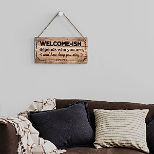 Rustic Welcome Wood Decor Sign, Front Door Printed Wood Sign Wall Art, Hanging Door Sign, Decorative Wood Sign Home Porch Decor 6" x 12"