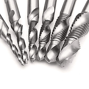 Eyech 6Pcs HSS Combination Drill and Tap Bit Set 1/4 Inch Hex Shank Tap Drill Bit Drill Screw Tap Bit Set Tapping Bit Tool | Imperial