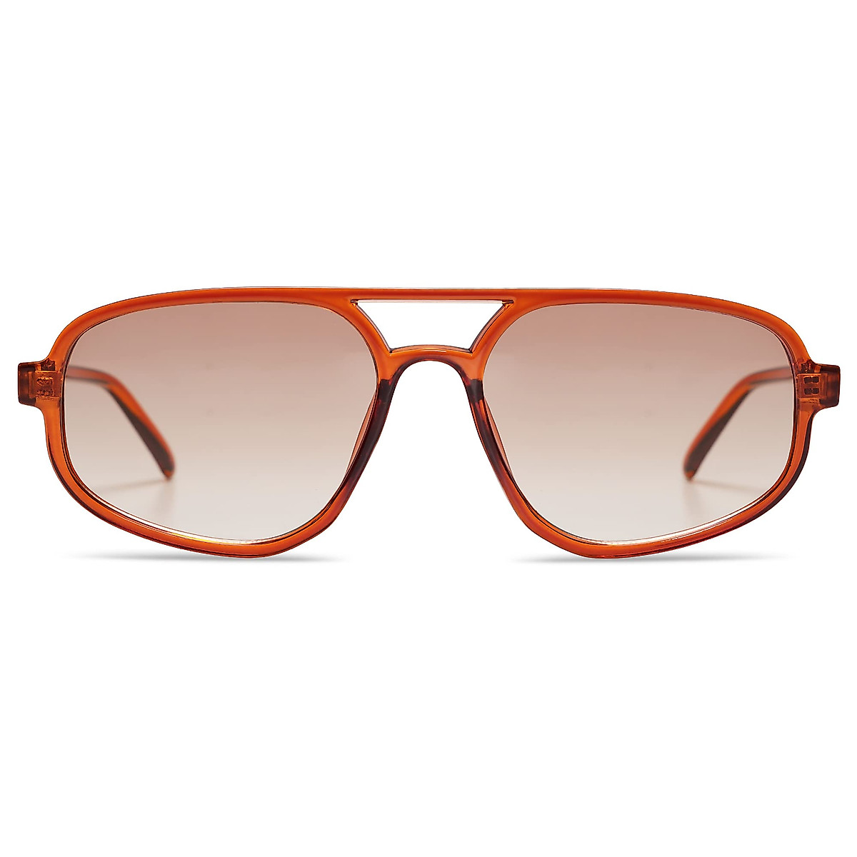 SOJOS Aviator Sunglasses for Women & Men, Retro, Double Bridge, Trendy lightweight, 90s Shades (SJ2247, Brown Transparent Brown)