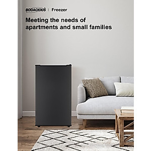 Upright Freezer, 3.2 Cu Ft Mini Small Deep Freezer for 1-2 People, Portable Compact Freezer with 3 Plastic Baffles, 4D Cooling & 40dB Ultra-Quiet, Fast Freeze (-13°F) - Black