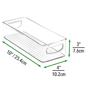 mDesign Small Plastic Bathroom Storage Container Bins with Handles for Organization in Closet, Cabinet, Vanity or Cupboard Shelf, Accessory Organizer for Hair Tools - Ligne Collection - 2 Pack - Clear