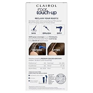 Clairol Root Touch-Up by Nice'n Easy Permanent Hair Dye, 5G Medium Golden Brown Hair Color, Pack of 1
