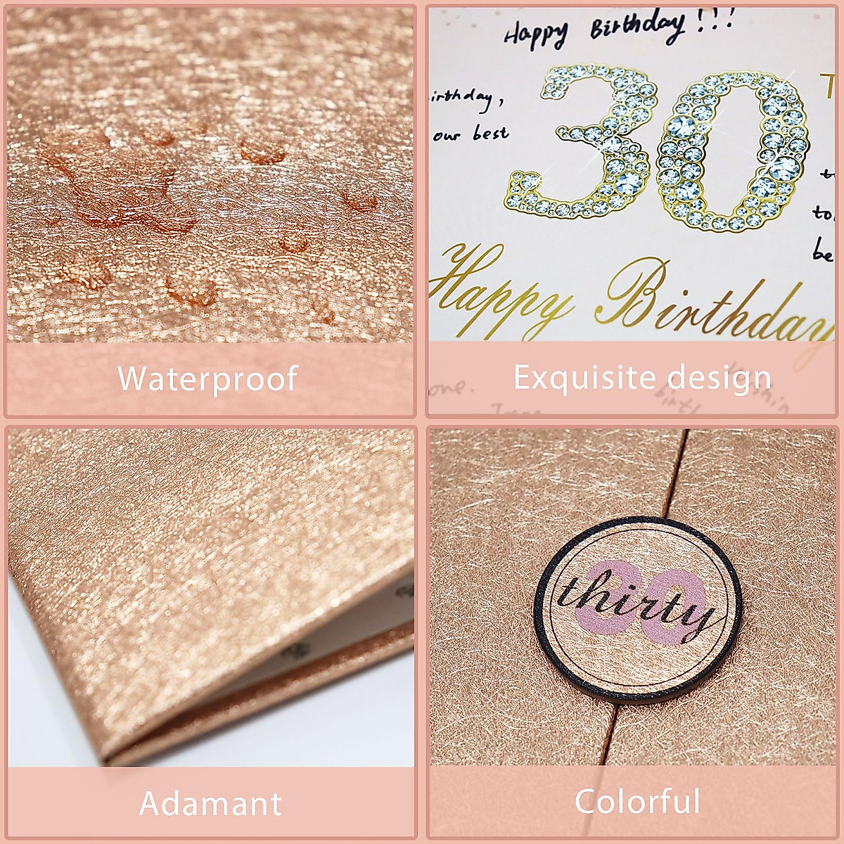 Crenics Rose Gold 30th Birthday Decorations, Creative 30th Birthday Guest Sign in Book Alternative, Large 30th Birthday Signature Book 12" x 18", Great 30 Years Old Birthday Gifts for Women