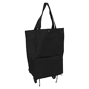 Eujgoov Foldable Shopping Cart, Wheeled Shopping Bag Fabric Multifunctional Storage Bag for Groceries (Black), Eujgoovoa4pw3x0ve-12