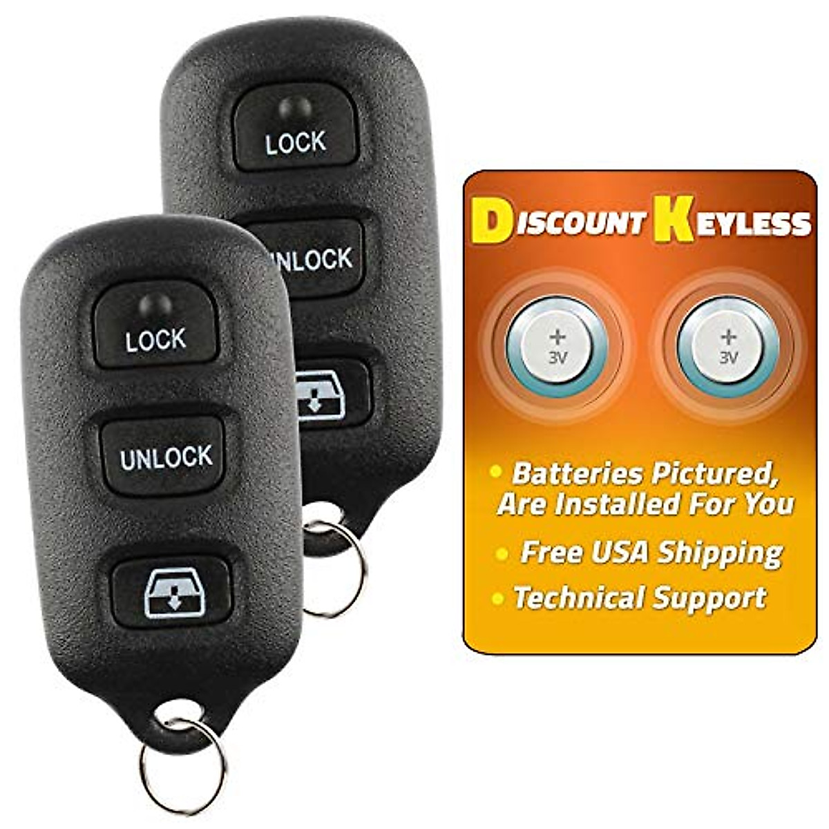 For 99-09 Toyota 4Runner, 01-07 Toyota Sequoia Keyless Entry Remote Key Fob 3btn W/Window HYQ12BBX, HYQ12BAN, HYQ1512Y - 2 PACK