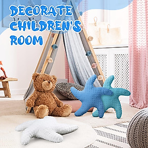 Fumete Starfish Plush Toy Pillow, 3 Pack, 20'' Stuffed Animal, Cute Coastal Decor for Kid Bedroom, Living Room, Sofa Couch (White, Green, Blue)