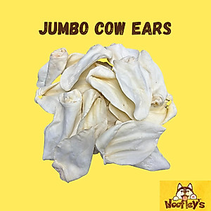 Woofley's White Cow Ears - (12 Count) - Best Cow Ears for Dogs - Beef Buffalo No Hide Dog Chews - Natural Cow Ear Dog Chews