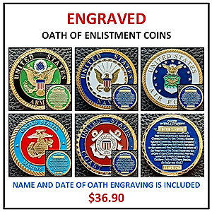 Challenge Coin-US Army Oath of Enlistment Engraved with Name and Date of Oath