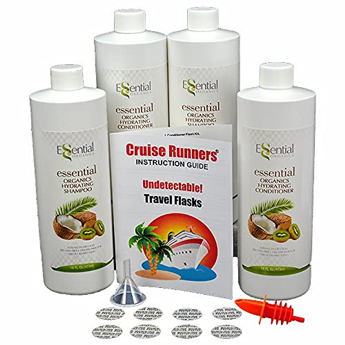 Fake Shampoo & Conditioner By CRUISE RUNNERS® Hidden Liquor Alcohol Flasks For Booze Cruise | Enjoy Rum Runners 4 Bottles