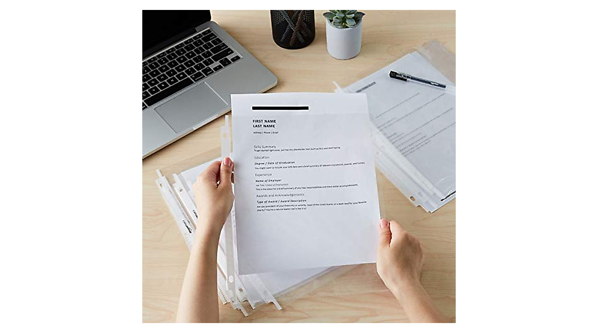 Amazon Basics Clear Sheet Protectors 3 Ring Binder 100-Pack