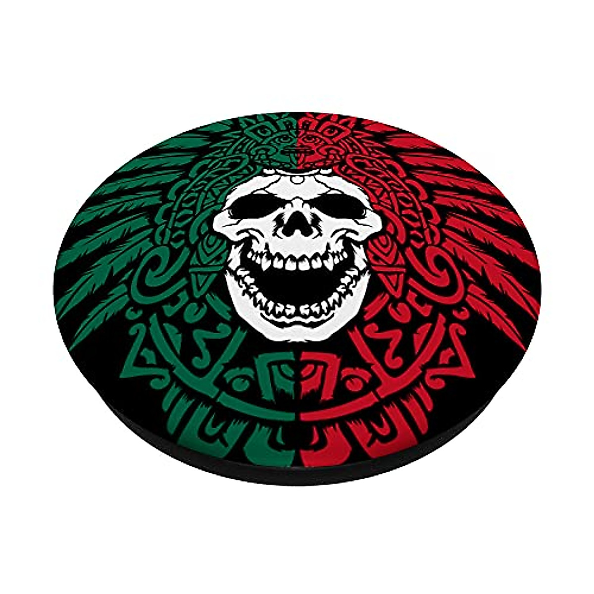 Mexico Flag - Aztec Warrior Skull - Hecho En Mexico Calavera PopSockets Swappable PopGrip