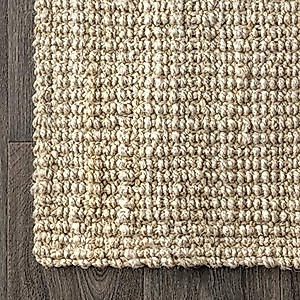 JONATHAN Y NFR103A-8 Hiro Hand Woven Chunky Jute Indoor Area -Rug Bohemian Farmhouse Easy -Cleaning Bedroom Kitchen Living Room Non Shedding, 8 X 10, Ivory
