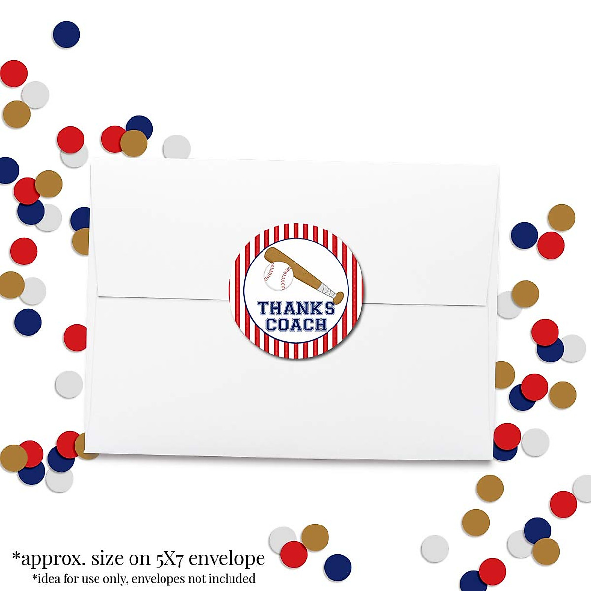 Baseball Team Coach Appreciation Thank You Sticker Labels, 40 2" Party Circle Stickers by AmandaCreation, Great for Envelope Seals & Gift Bags