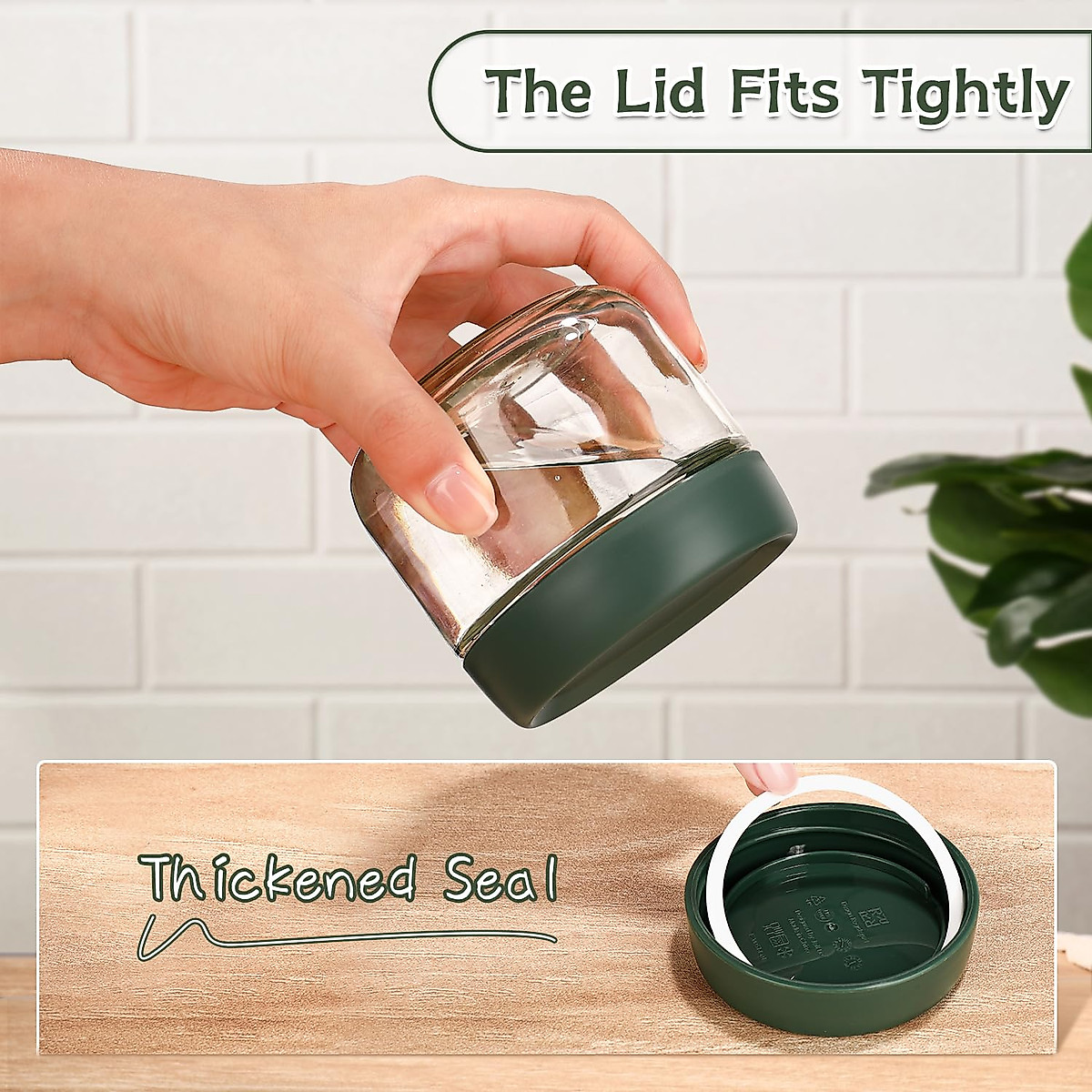 DIMBRAH 10oz Glass Jars with Lids - Set Of 4, Overnight Oats Containers with Lids, Practical Oatmeal Container to Go, Chia Seed Pudding Jars, with Spoon and Marker