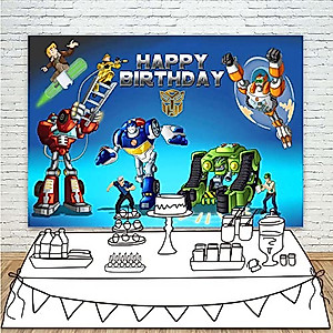 Similar Transformers Rescue Bots Backdrop 5x3ft Happy Birthday Transformers Rescue Bots Birthday Decorations Banner Vinyl Transformers Backdrop Background for Boys 2nd Birthday