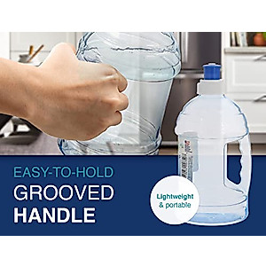 Arrow H2O On The Go Water Bottle, 18 Fl Oz (Includes 6 Bottles) - Mini Clear Plastic Water Bottle with Push Cap - Made in the USA, BPA Free - Built-In Handle, Ideal for School and Sports Practice