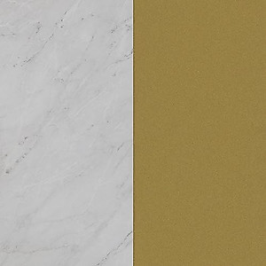 Nathan James Haven Etagere Bookshelf, 5-Shelf Faux Marble Bookcase in White Faux Marble Finish and Gold Metal Frame with Arch Top and Open Shelves, White/Gold, Set of 2