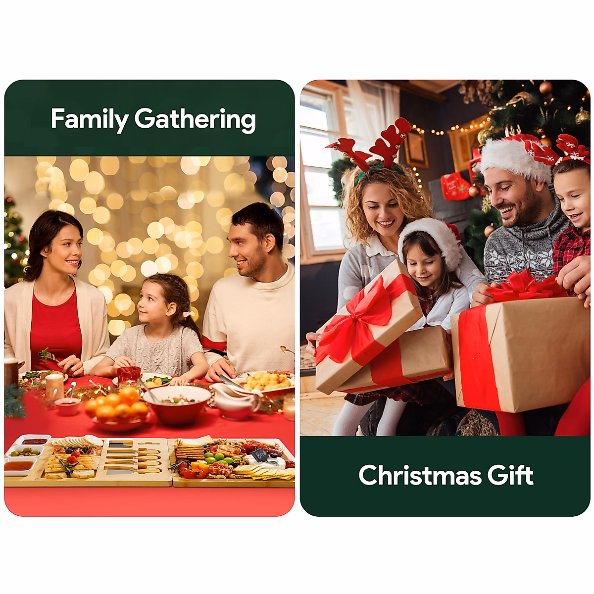 Easoger Bamboo Charcuterie Boards and Knife Set, 3 in 1 Magnetic Extra Large Cheese Board with 3 Bowls, Wedding Gifts, House Warming Gifts for Couples