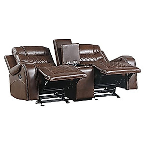 Lexicon Derringer Wall Hugger Manual Double Glider Reclining Loveseat, Brown