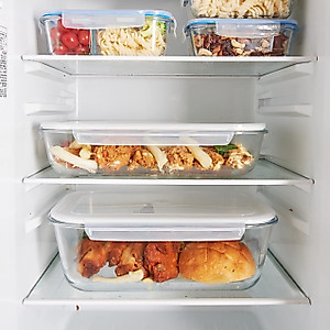 LIFESENCE 5400ml Extra-Large Glass Container with Lid Glass Food Box, 180OZ Rectangle Glass Casserole & Baking Dish withLocking Lid Serving Storing Food for Soups, Speaghetti and Meatballs