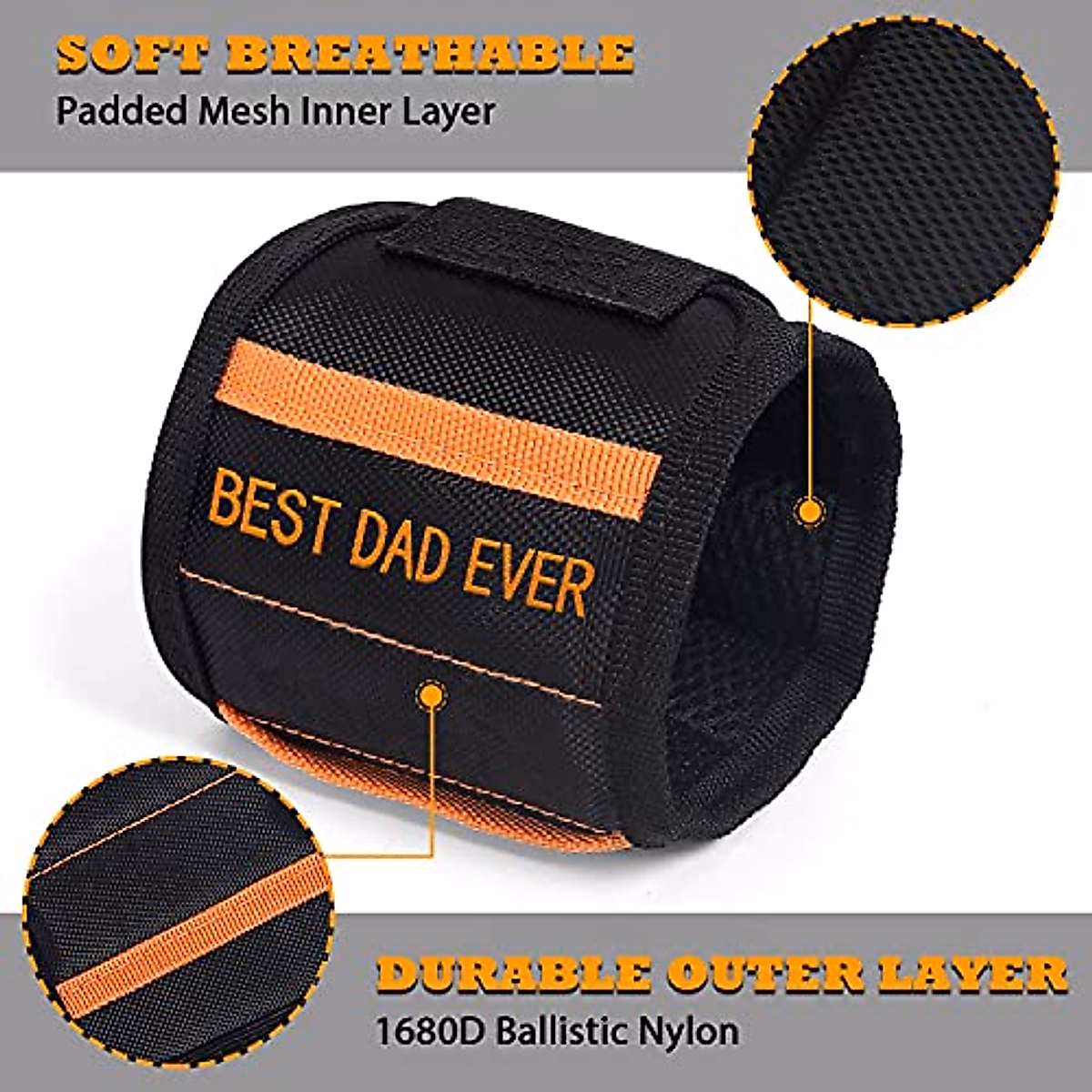 Gifts for Dad from Daughter Son Birthday - BEST DAD EVER, Magnetic Wristband Tools, Fathers Day Mens Gifts Cool Gadgets Magnetic Belts with Strong Magnets for Holding Screws, Drill Bits