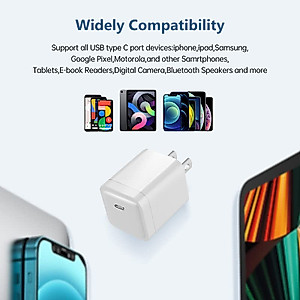 Adaptive Fast Charger, CHINXDA 2-Pack 20W USB C Power Adapter PD3.0 Type C Wall Charger Block Box Cube Brick Plug for iPhone 13/12/11 /Pro Pro Max/SE,iPad,AirPods,Sumsung Galaxy, Smart Android Phones