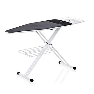 Reliable 220IB Home Ironing Board - Made In Italy Portable Ironing Board with Vera Foam Memory Foam Cover Pad and Conex Heat Resistant Zone, 7 Step Height Adjustment, Strong Iron Rest and Laundry Rack