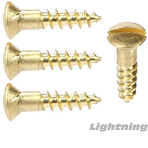 #6 x 3/4 Solid Brass Wood Screws Oval Head Slotted Drive Quantity 100