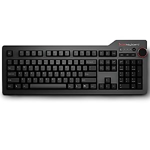 Das Keyboard 4 Professional Wired Mechanical Keyboard, Cherry MX Brown Mechanical Switches, 2-Port USB 3.0 Hub, Volume Knob, Aluminum Top (104 Keys, Black)