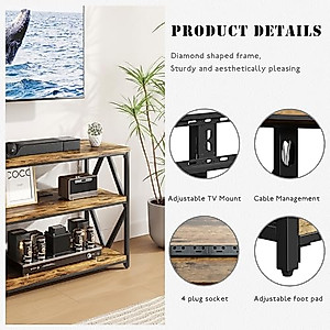 YESHOMY Swivel TV Stand with Mount for Television up to 75”, Entertainment Center with Power Outlet and Storage Shelves for Living Room, Firewood