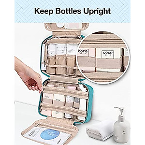 BAGSMART Toiletry Bag Hanging Travel Makeup Organizer with TSA Approved Transparent Cosmetic Bag Makeup Bag for Full Sized Toiletries (Blue, Large)