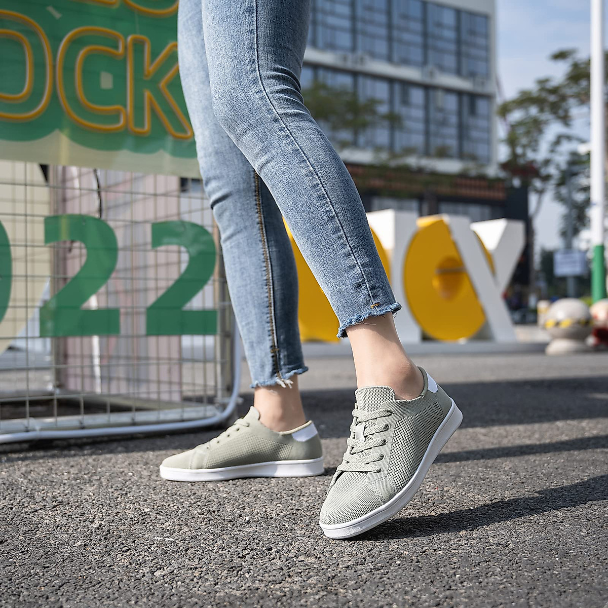 Wryweir Women's Casual Tennis Walking Shoes-Fashion Comfortable Drving Sneaker, Green US 10